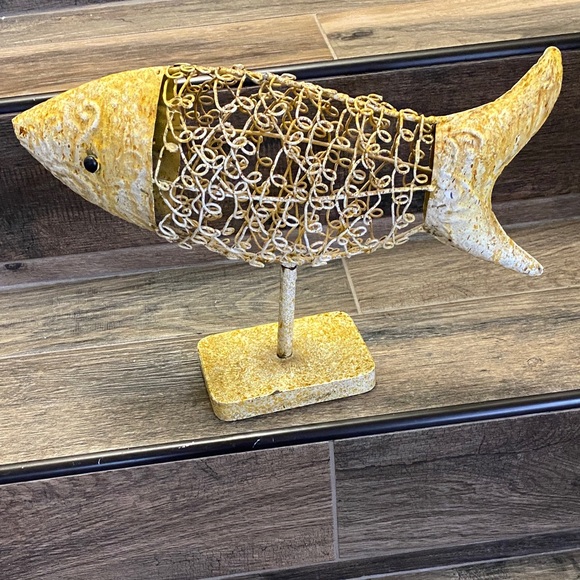 Accents | Artistic Yellow And Brown Fish Sculpture | Poshmark